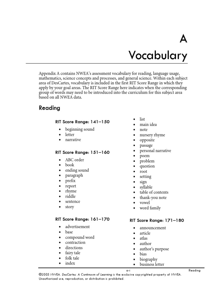 Nwea Vocabulary Appendix A | PDF | Triangle | Trigonometric Functions