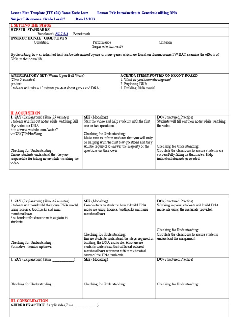 7th Grade Genetics Lesson Plan | PDF | Life Sciences | Genetics