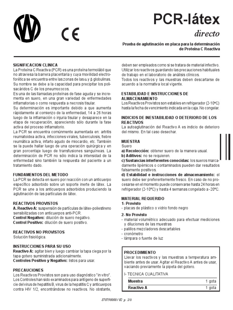PCR Latex Inserto | PDF | Proteína C-reactiva | Hepatitis