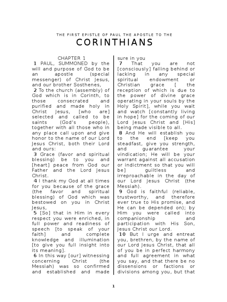 Corinthians: The First Epistle of Paul The Apostle To The | PDF