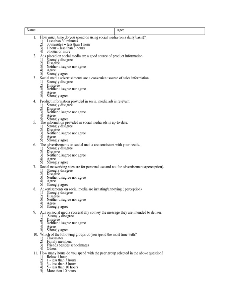 Questionnaire | PDF | Advertising | Online Advertising