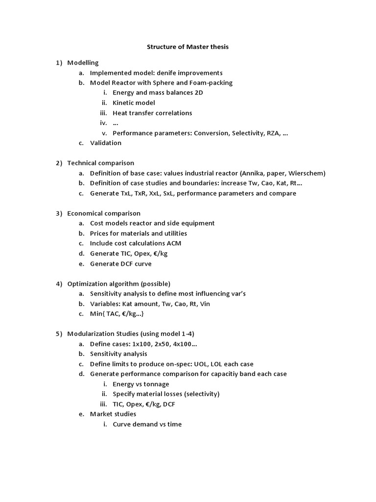 Master Thesis Structure: Modeling & Analysis | PDF