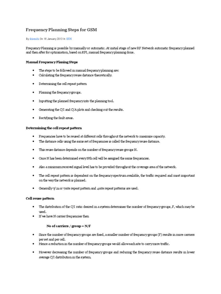 Frequency Planning Steps For GSM | PDF | Cellular Network | Broadcast ...