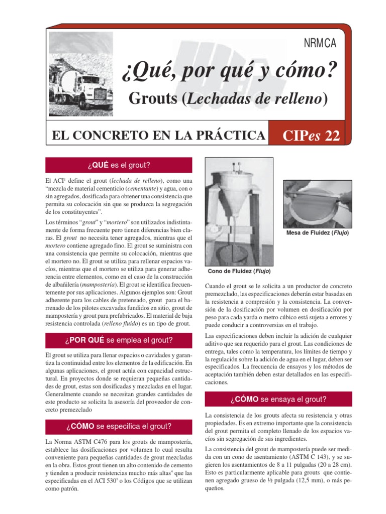 CIP 22 - Grouts (Lechadas de Relleno) PDF | PDF