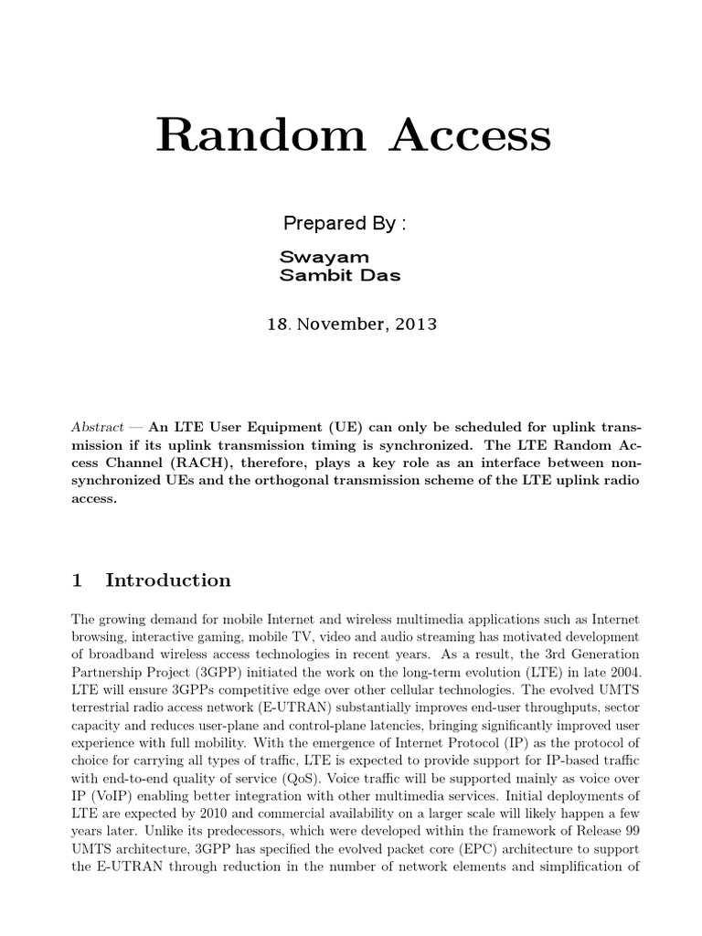 RACH Process | PDF | Lte (Telecommunication) | Telecommunications Standards