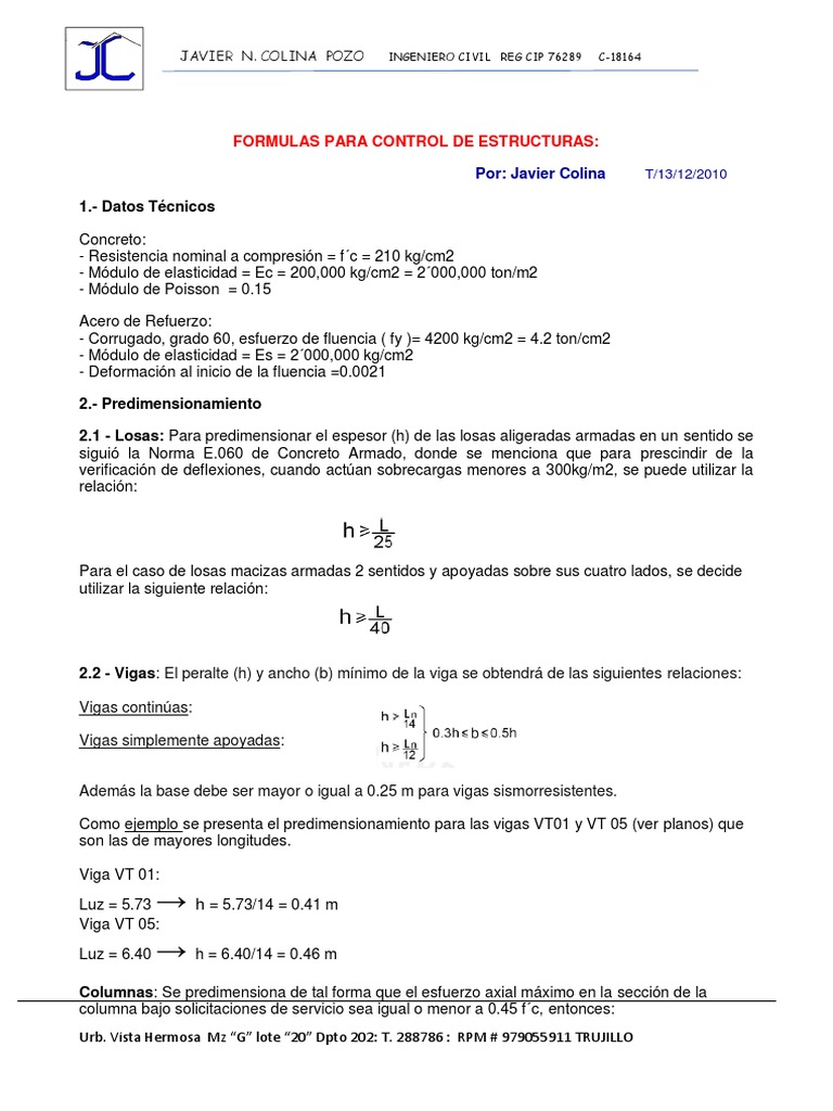 Fórmulas y Diseño Estructural | PDF | Fundación (Ingeniería ...
