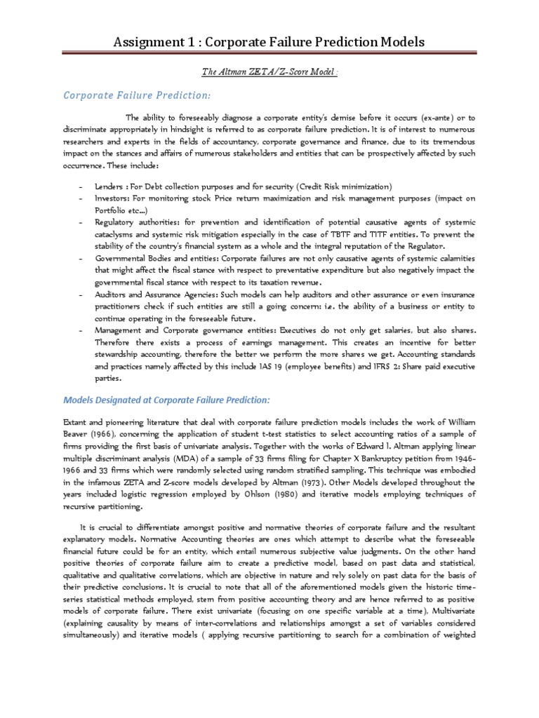 Corporate Failure Prediction Models Applied | PDF | Prediction | Statistics