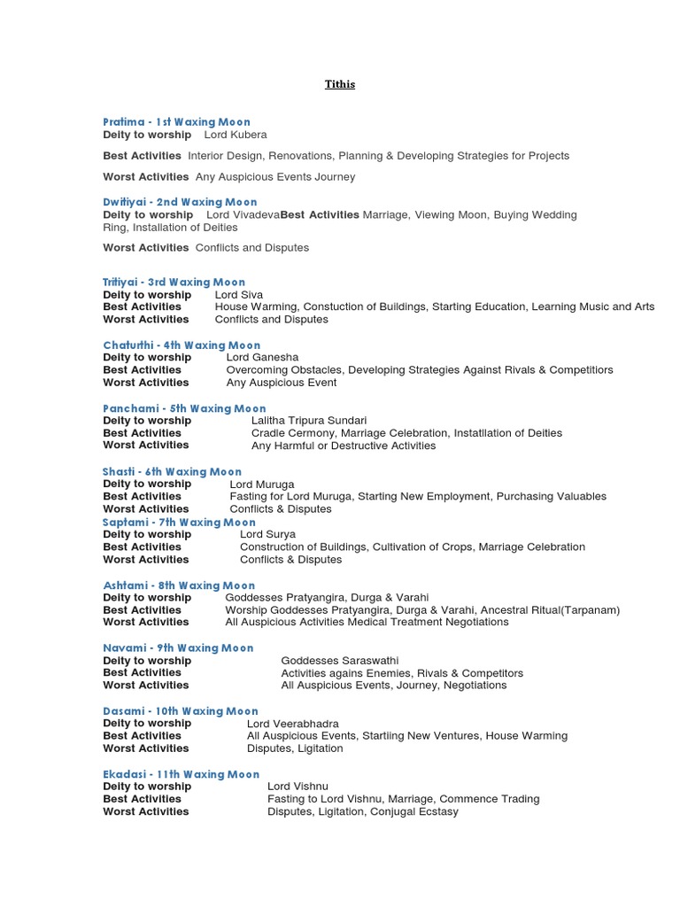 Tithis | PDF | Hindu Literature | Polytheism