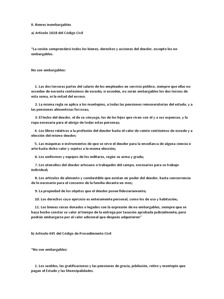 Bienes Inembargables | PDF