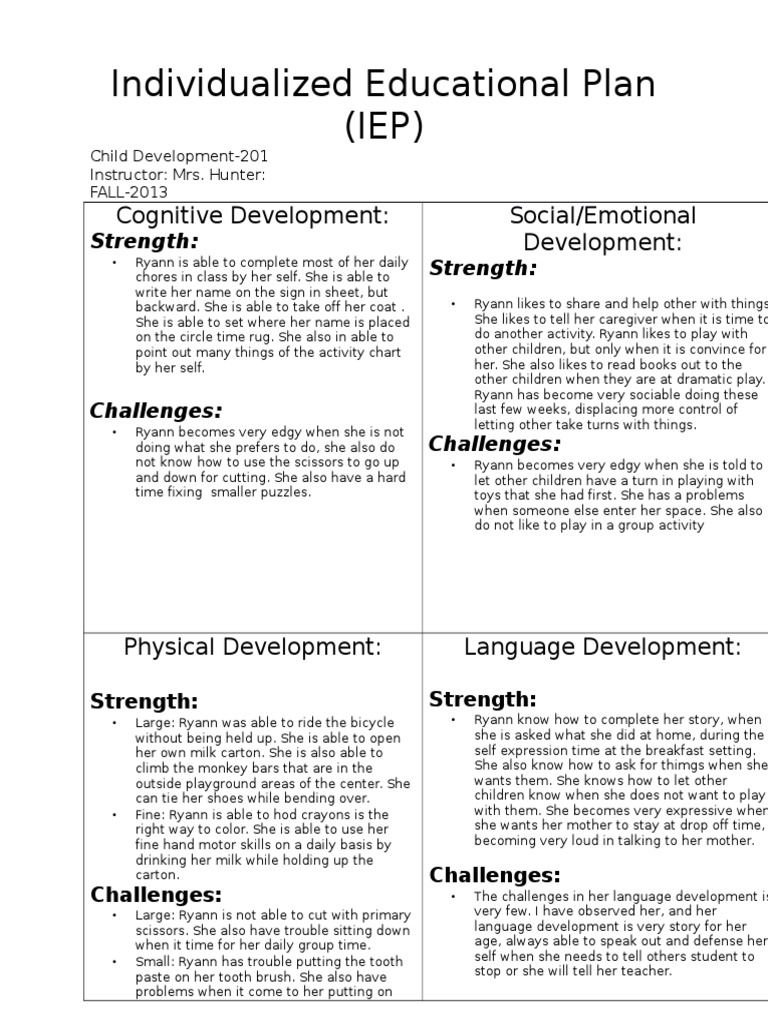 Individualized Educational Plan 2 | PDF | Unrest