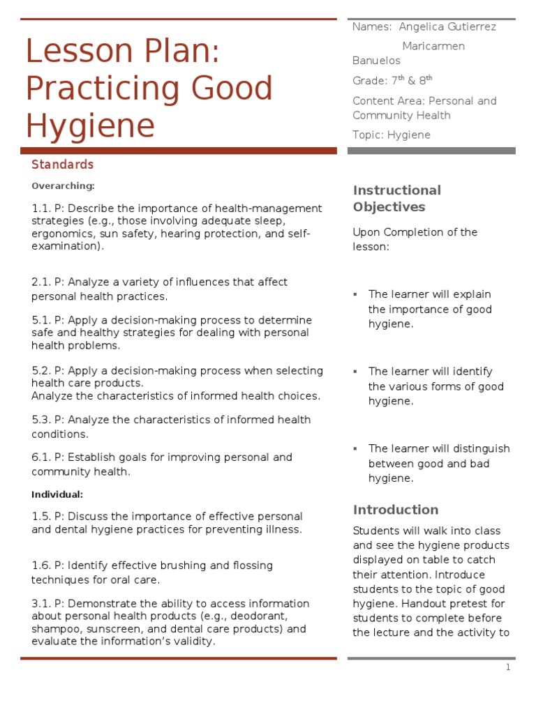 Lesson Plan 3 | PDF | Hygiene | Oral Hygiene