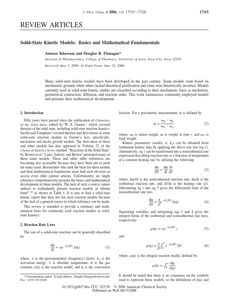 Solid-State Kinetic Models | PDF | Nucleation | Reaction Rate