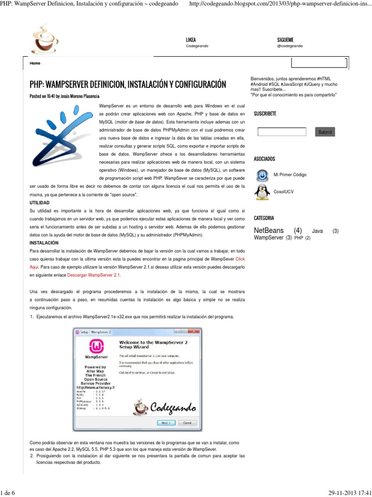 PHP - WampServer Definicion, Instalación y Configuración Codegeando | PDF | Mi sql | Php