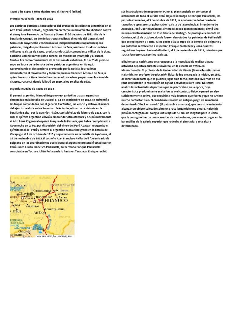 Tacna y Las Expediciones Rioplatenses Al Alto Perú | PDF | Guerra ...