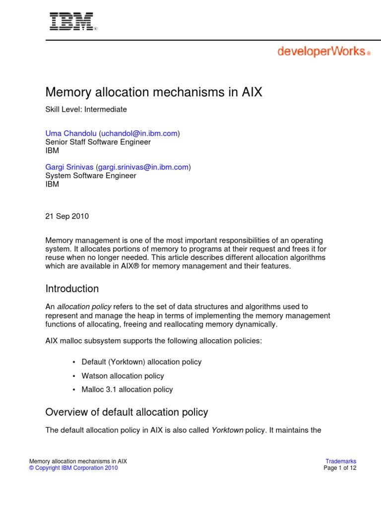 Memory Allocation Mechanisms in AIX | PDF | Computer Engineering | Computer Architecture
