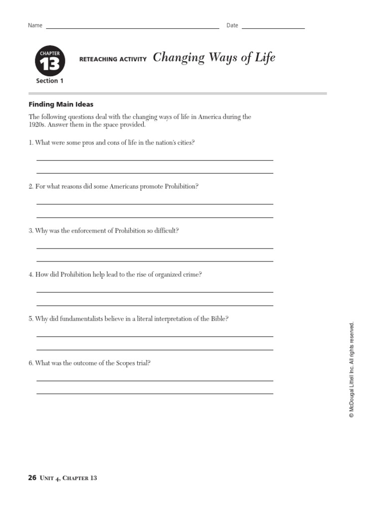 Changing American Life in the 1920s | PDF