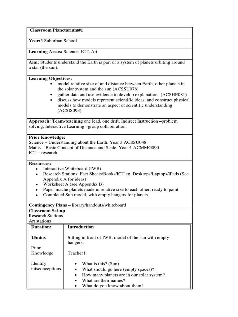 Science Lesson Plans | Download Free PDF | Educational Technology | Planets