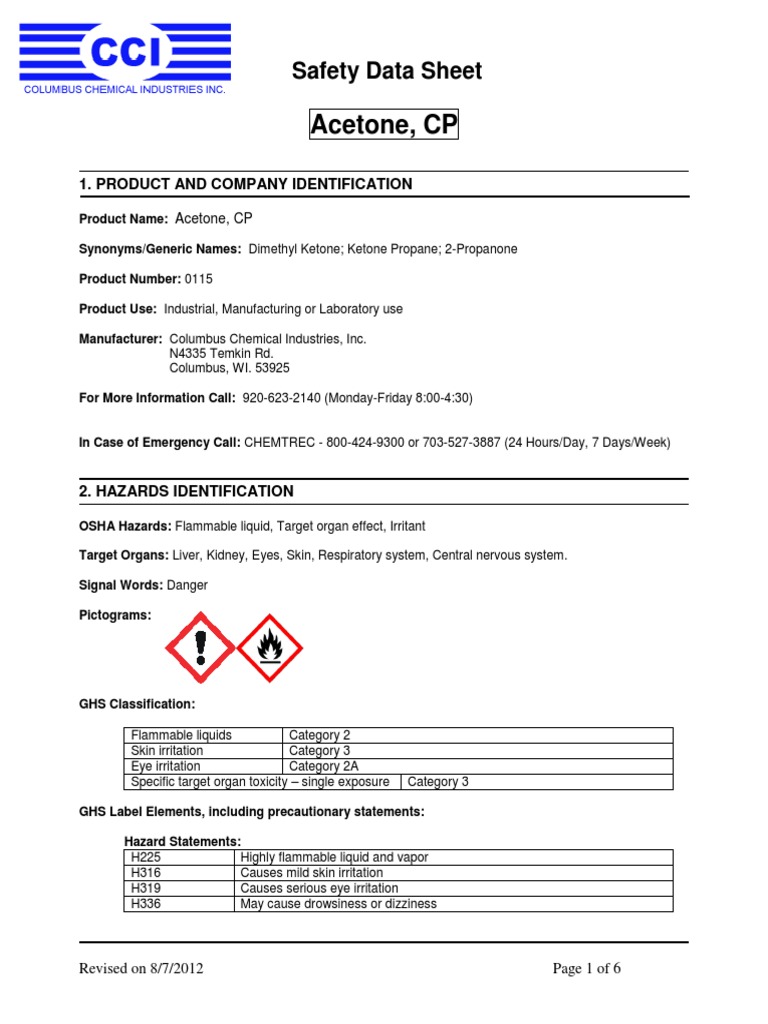 Acetone CP | Personal Protective Equipment | Water