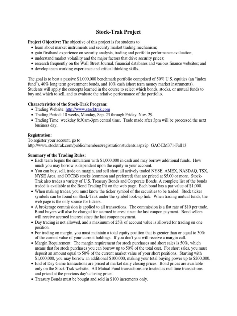 Stock-Trak Project 2013 | PDF | Bonds (Finance) | Beta (Finance)