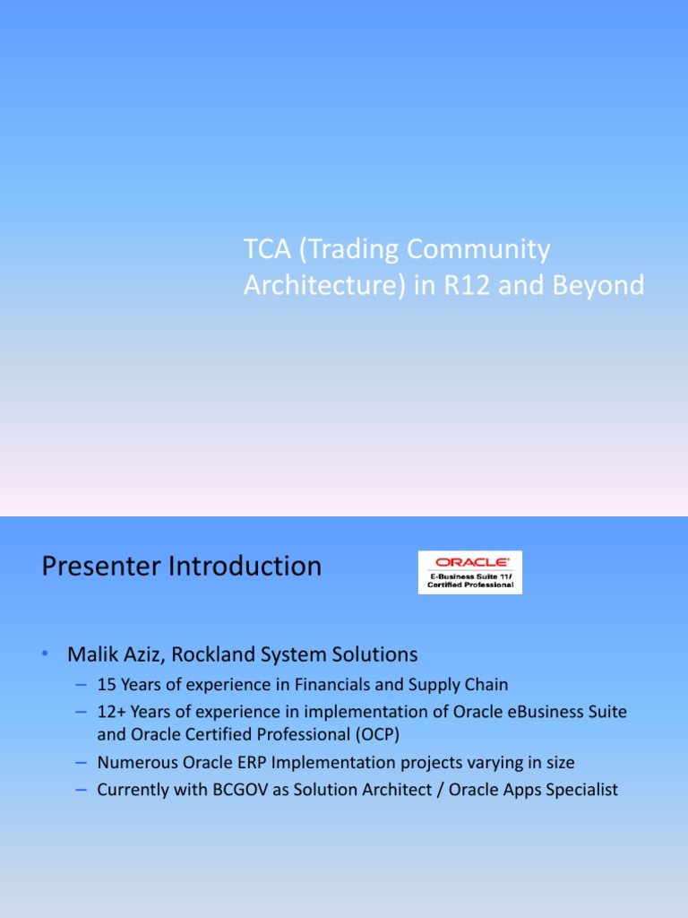 Understanding TCA in Oracle R12 | PDF | Enterprise Resource Planning ...