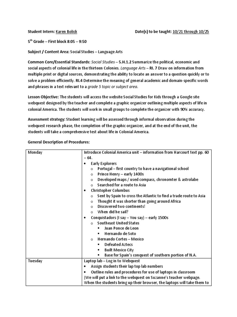 5th Grade Colonial America Webquest | PDF | Thirteen Colonies | New England