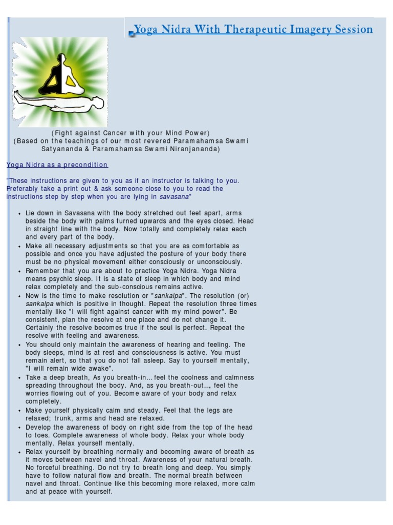 Yoga Nidra With Imagery | PDF | Hand | Senses