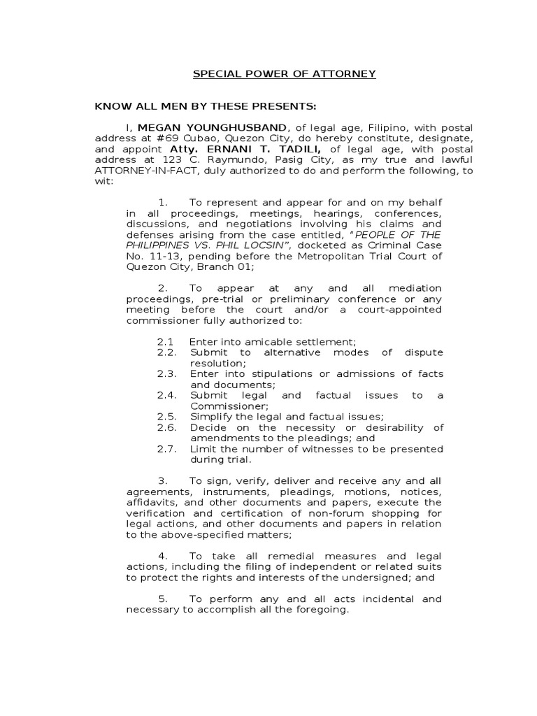 Special Power of Attorney for Court | PDF | Lawsuit | Judiciaries