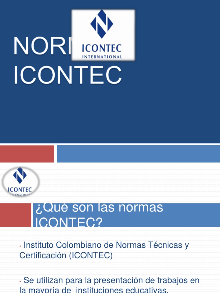 NORMAS ICONTEC Presentacion Ppt | Comillas | Bibliografía