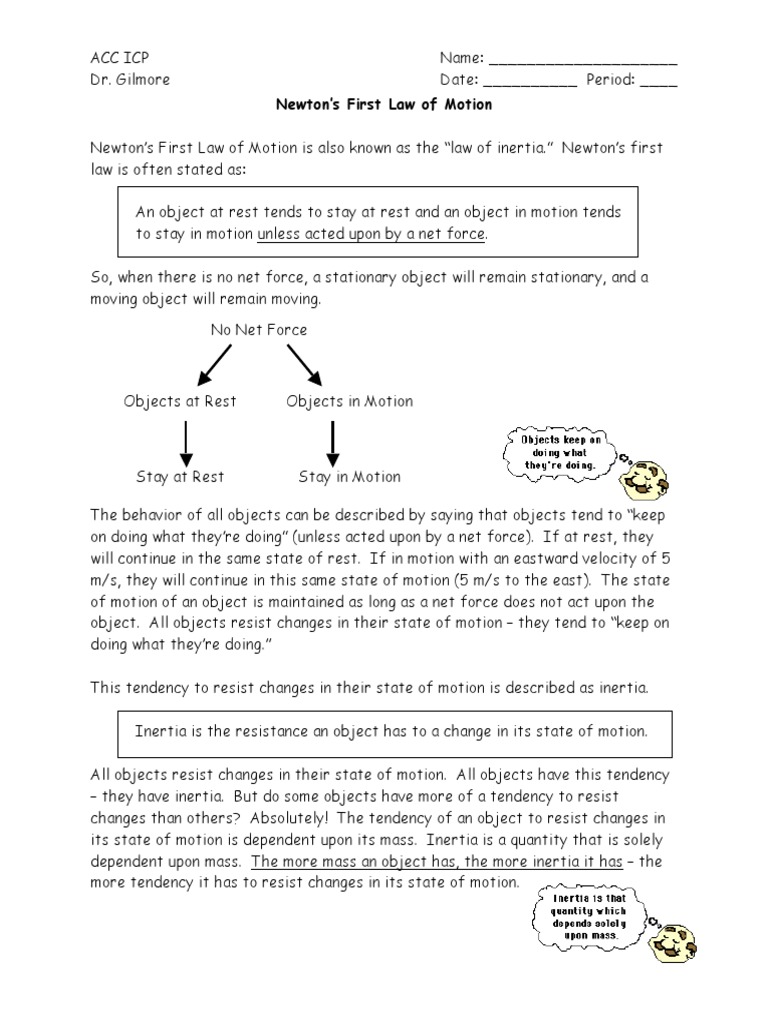 Newton's First Law of Motion | PDF | Inertia | Force