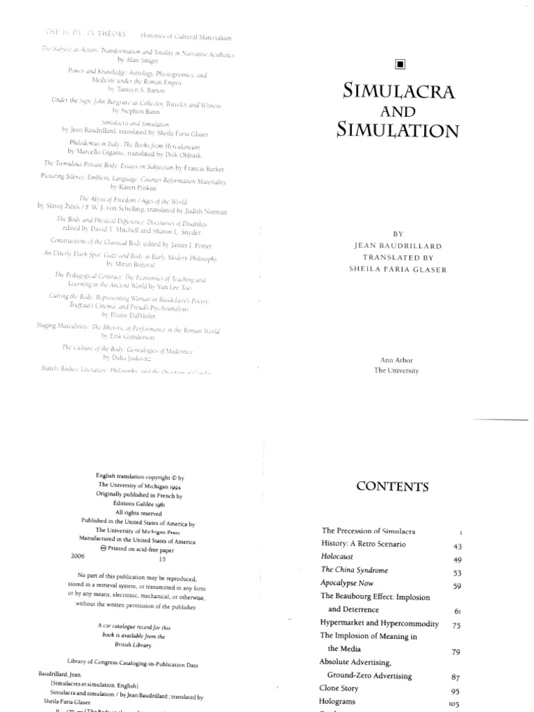 Braudillard Simulacra and Simulation | PDF
