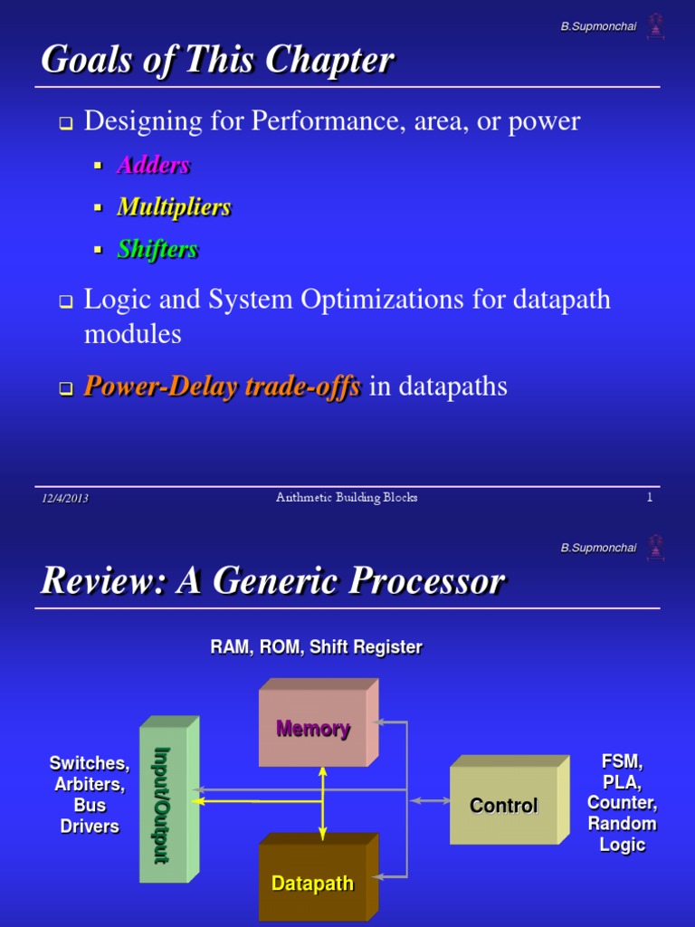 Goals of This Chapter: Designing For Performance, Area, or Power | PDF ...
