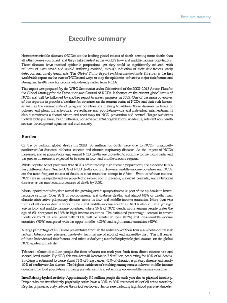 NCD Report Summary en Chat | PDF | Cardiovascular Diseases | Preventive ...