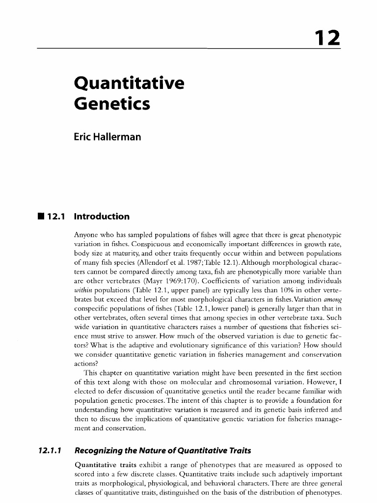 Quantitative Genetics | PDF | Heritability | Dominance (Genetics)