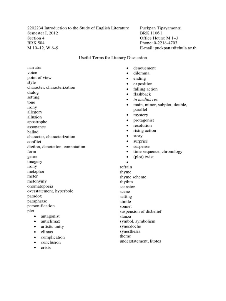 Literary Terms and Concepts Overview | PDF | Works | Poetry