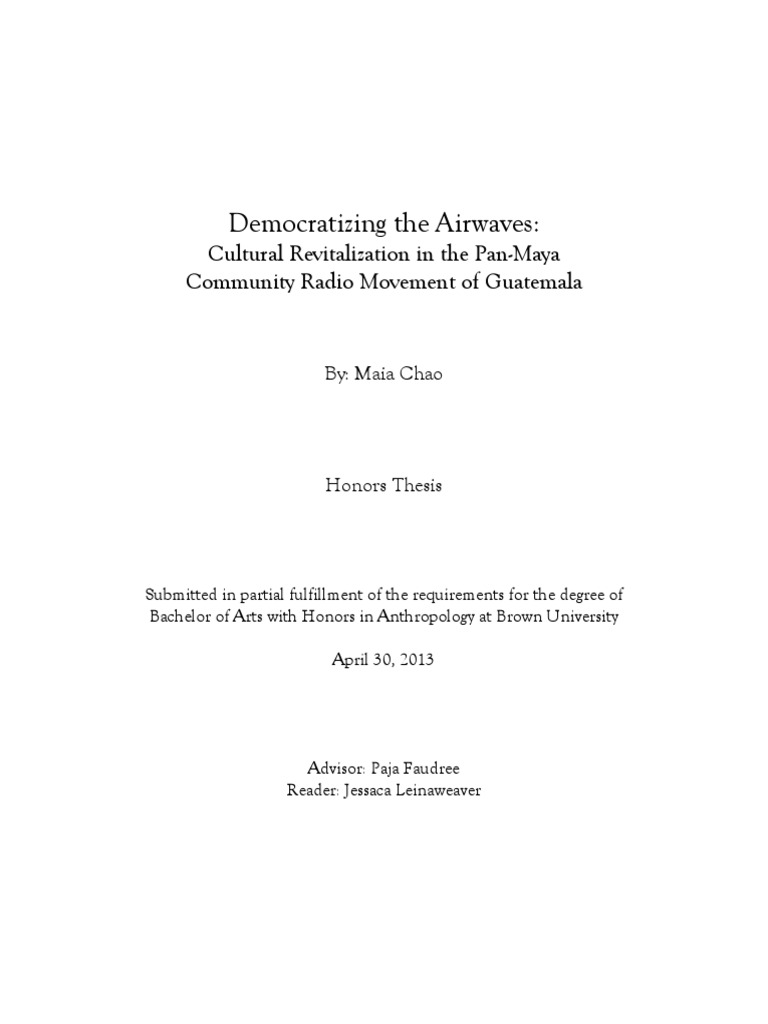 Maia Chao Thesis 816 | PDF | Public Sphere | Maya Peoples