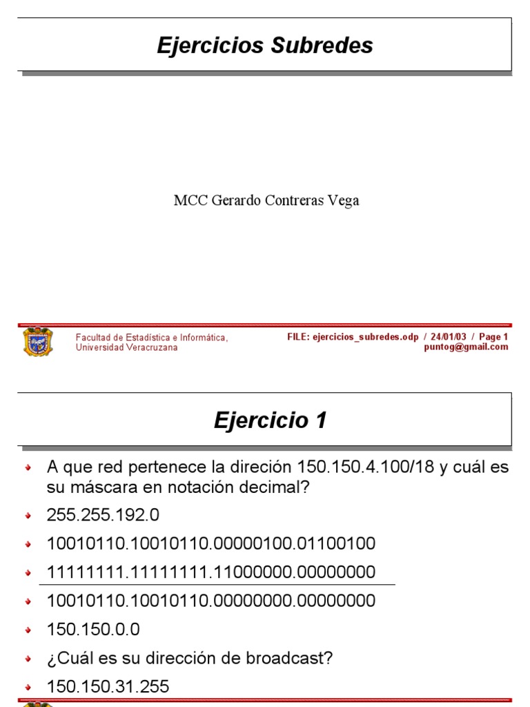 Ejercicios Subredes | PDF | Protocolos Osi | Dirección IP