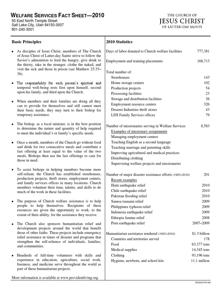 LDS Welfare Services Overview 2010 | PDF | The Church Of Jesus Christ ...