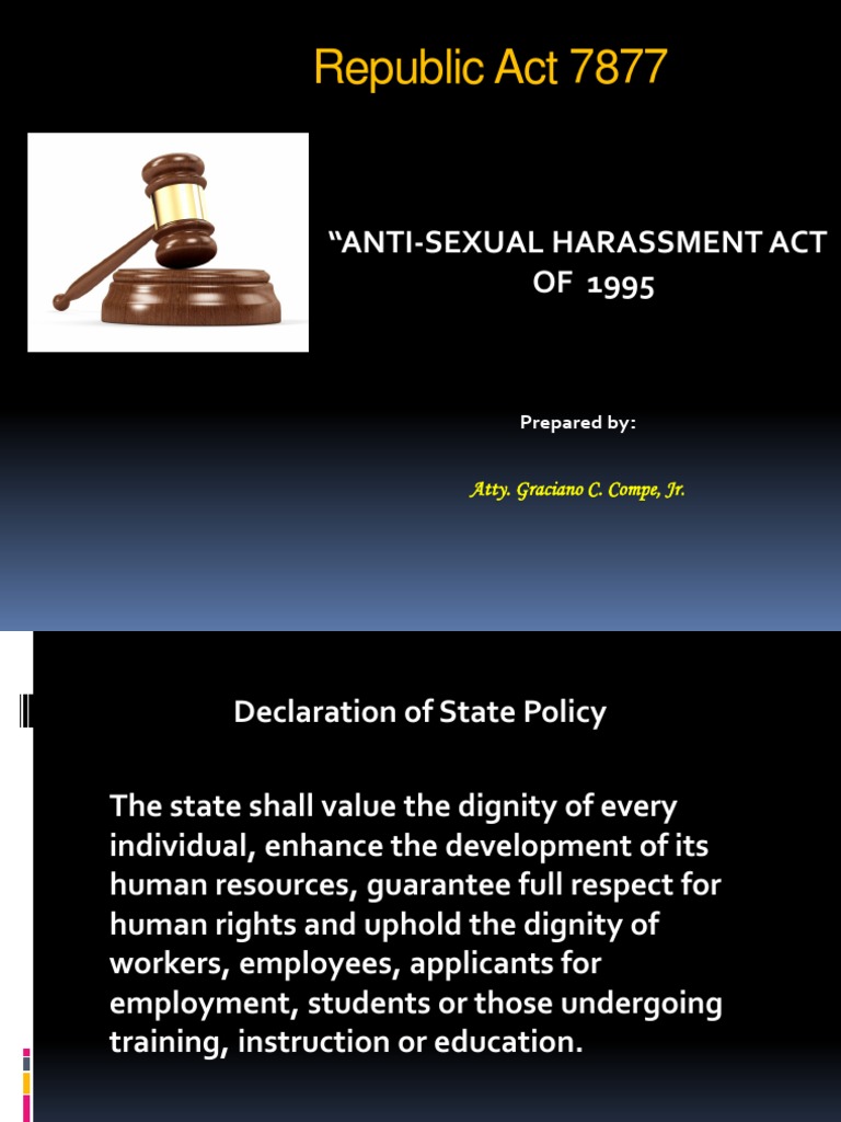 Powerpoint RA 7877 Anti-Sexual Harassment Act of 1995 Final 8feb13 ...