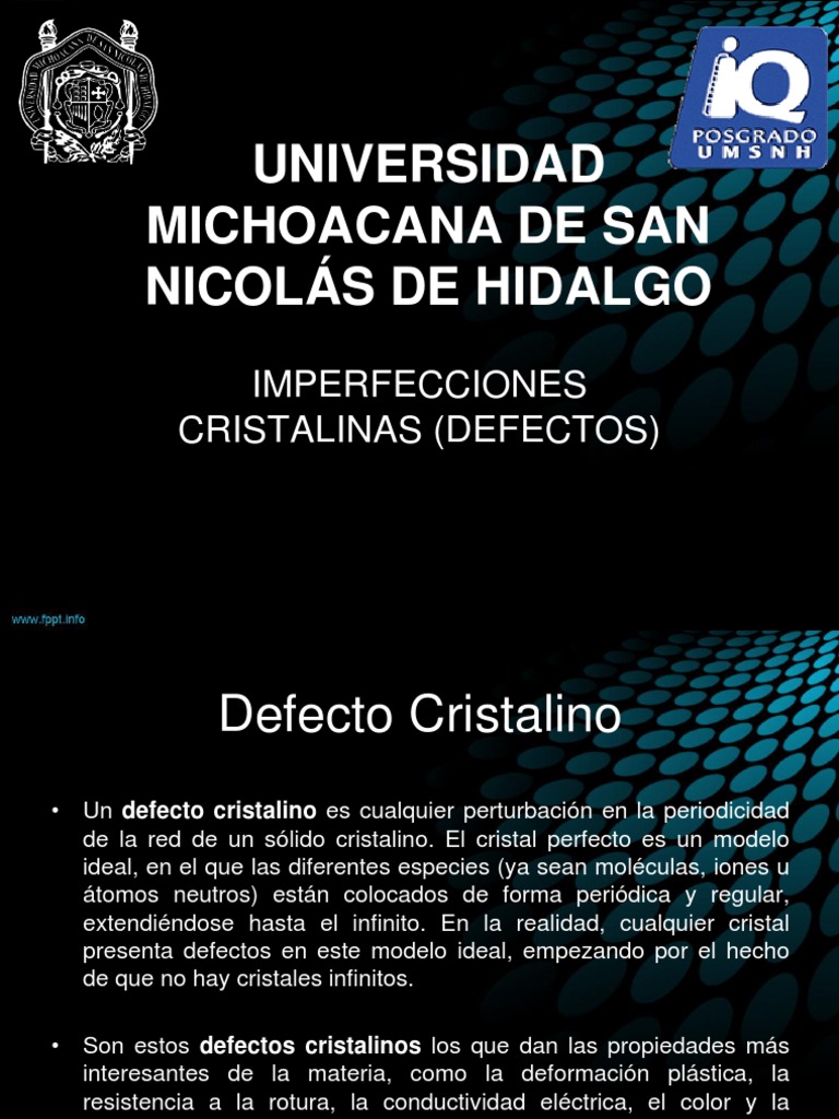 Defectos Cristalinos y Frenkel | PDF | Defecto cristalográfico ...
