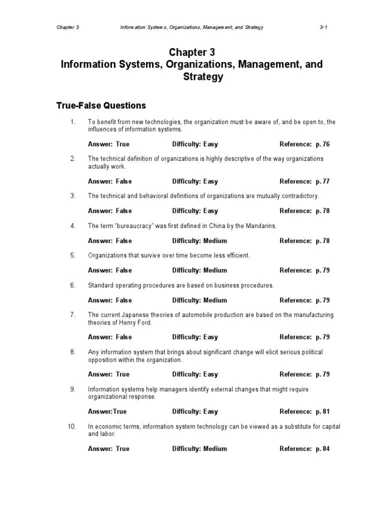 MIS Chapter 3 Questions | PDF | Strategic Management | Information System
