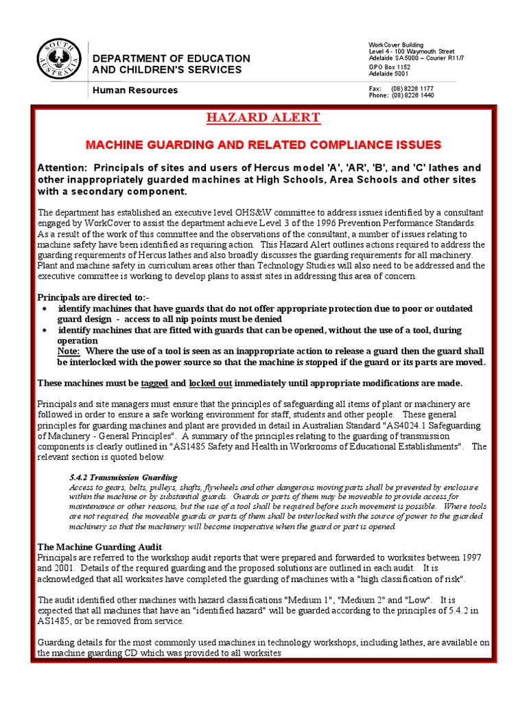 Machine Guarding Compliance Alert | PDF | Belt (Mechanical) | Screw