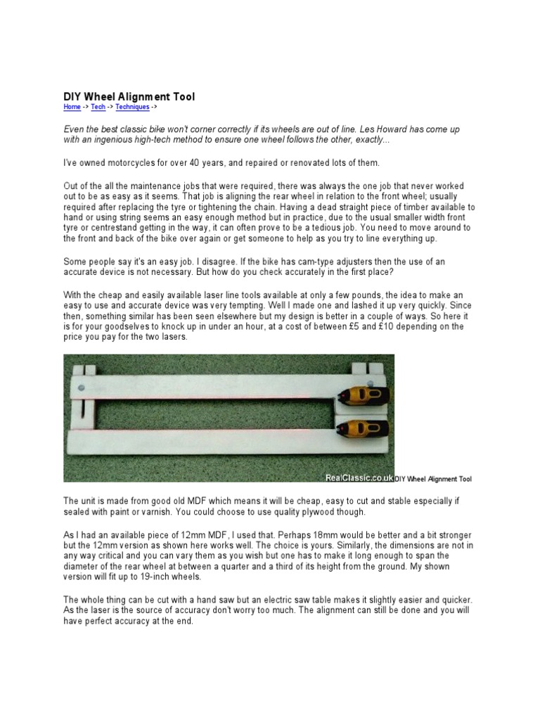 DIY Wheel Alignment Tool | PDF | Screw | Industrial Processes