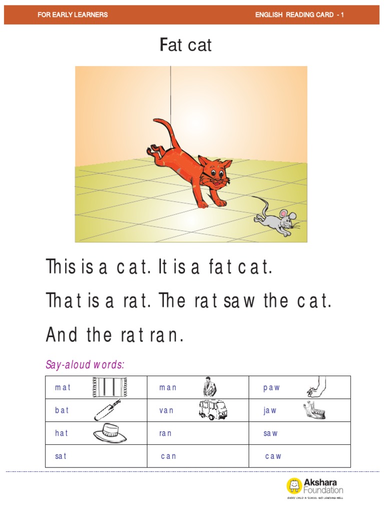 Hello English 1: Easy Reading Cards - Nos 1 To 8 | PDF