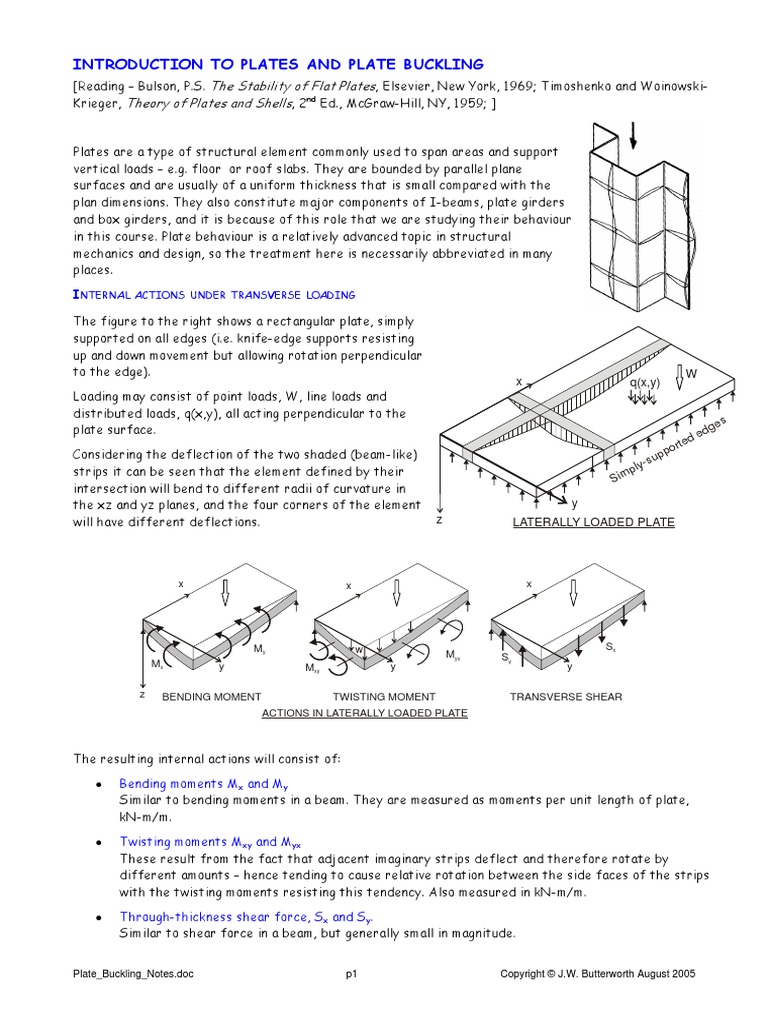 Plate Buckling Notes | PDF | Buckling | Bending