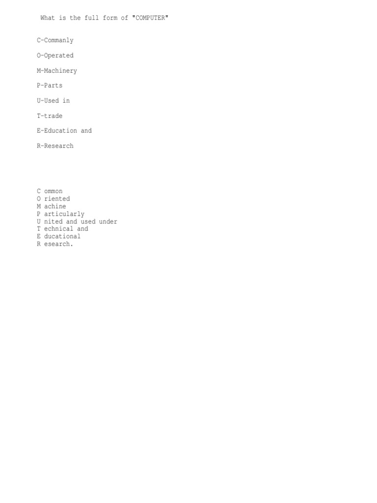 Full Form of Computer | PDF | Technology & Engineering