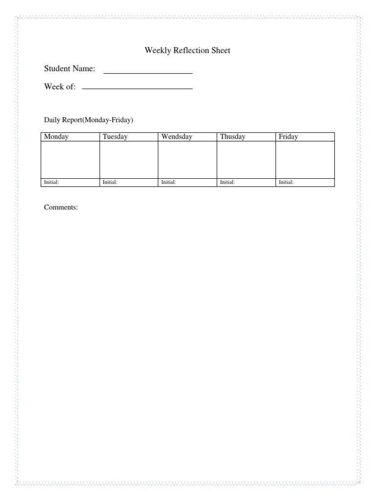 Weekly Student Reflection Template | PDF