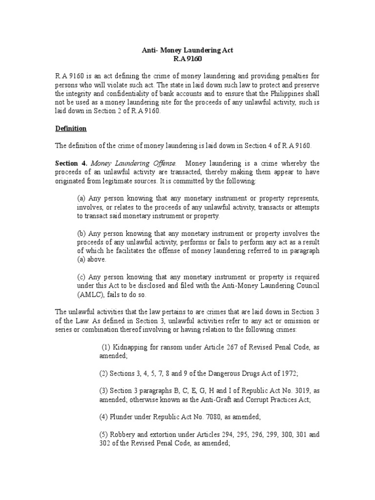 Amla Law | Money Laundering | Crimes