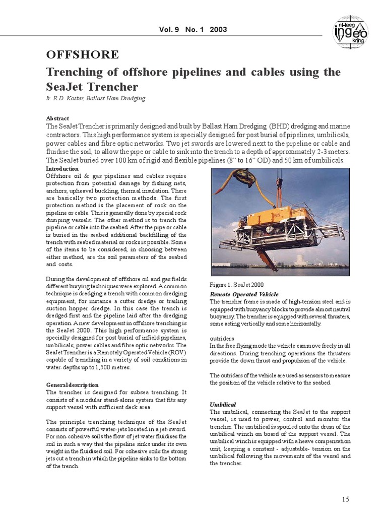 Offshore Pipeline Trenching with SeaJet | PDF | Dredging | Pipeline ...