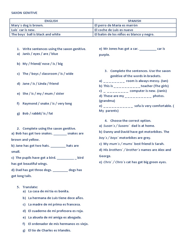 Saxon Genitive Exercises and Rules | PDF | Morphology | Language Mechanics