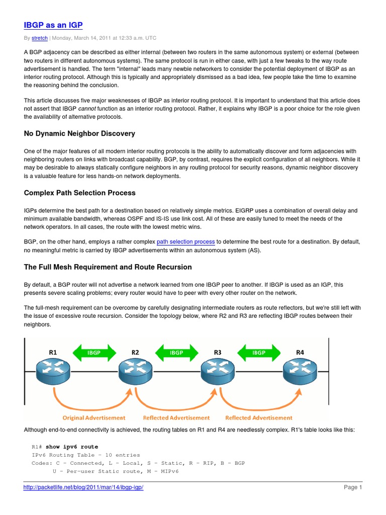 IBGP As An IGP | PDF | Routing | Communications Protocols